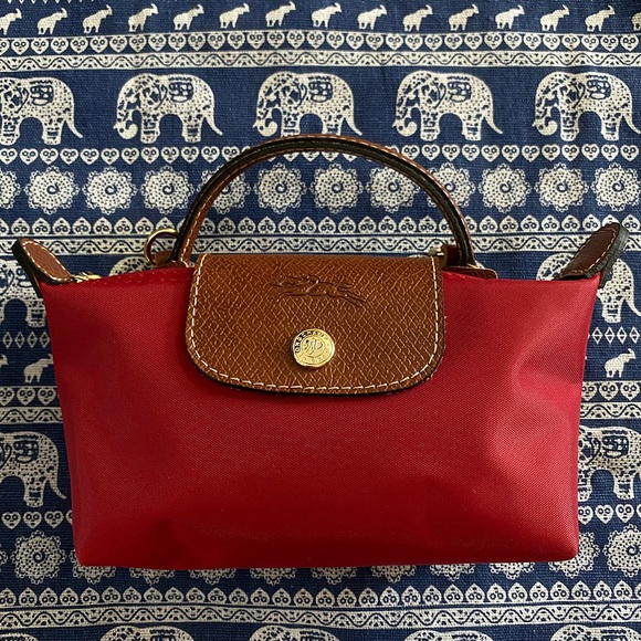 Longchamp | Bags | Longchamp Le Pliage Original Red Short Handle Clutch ...